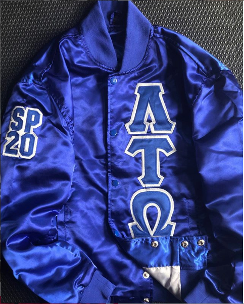 LAMBDA TAU OMEGA- SATIN BOMBER – graffitigreek
