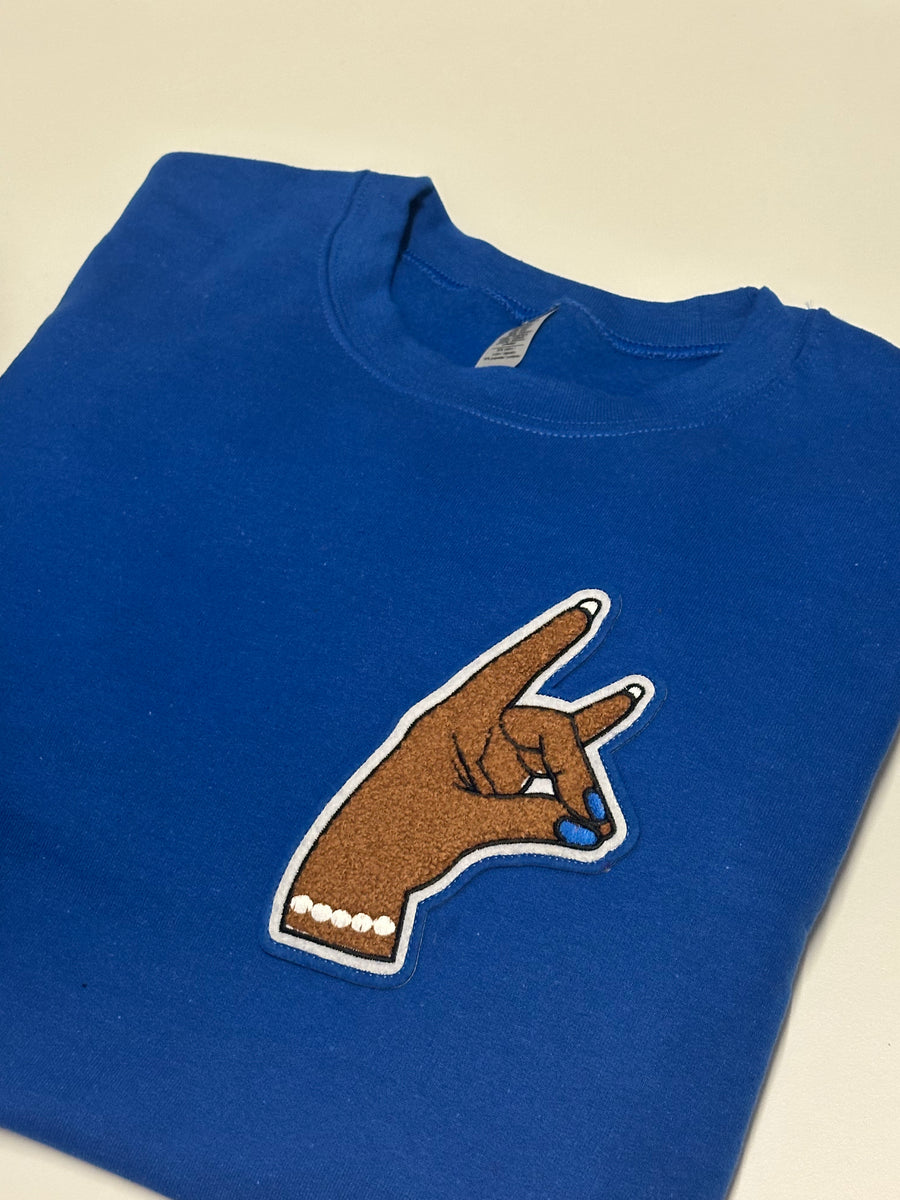 ZETA PHI BETA- CHENILLE HAND SIGN- SWEATER – graffitigreek